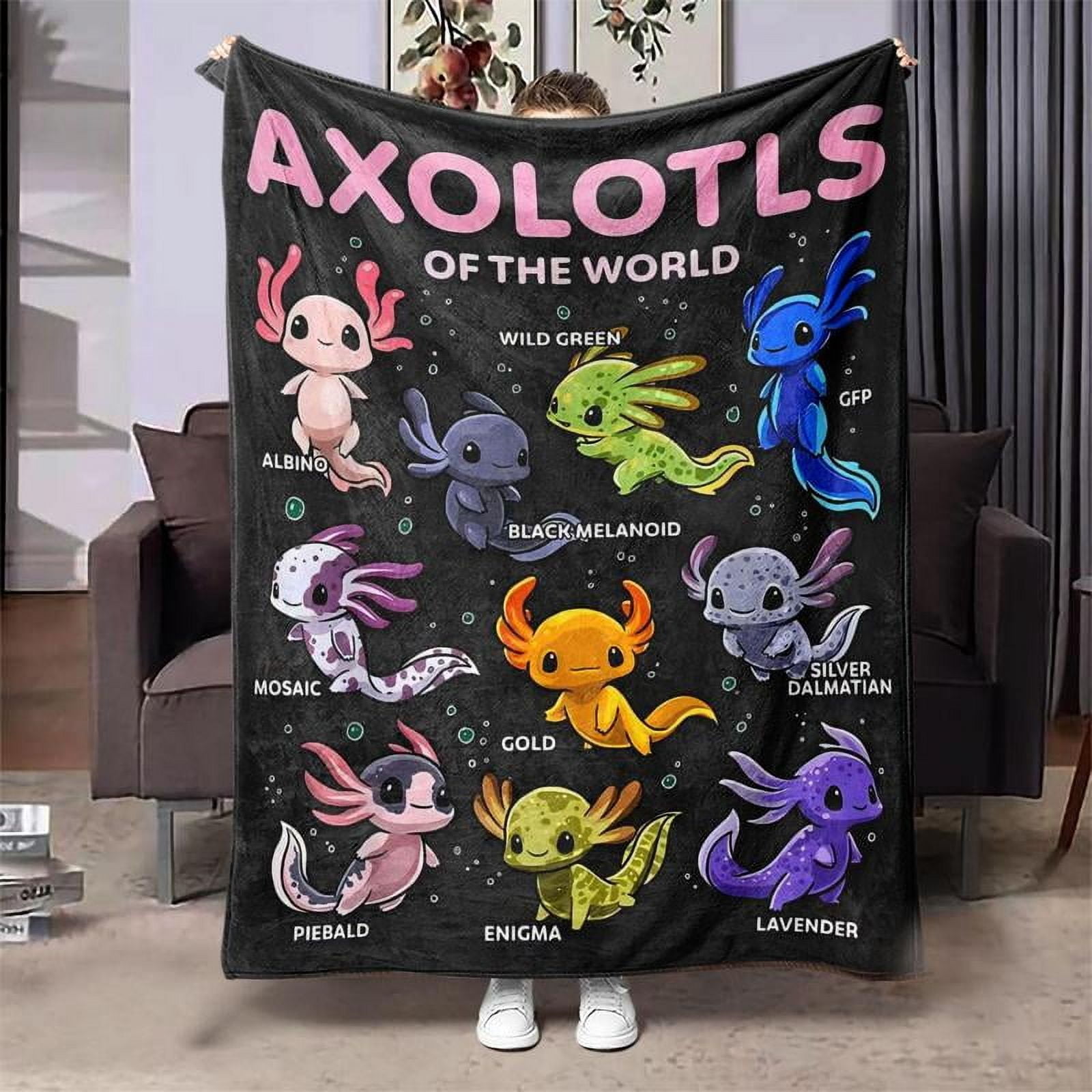 Cartoon Axolotl Pattern Blanket, Figure Print Blanket, 1 Count Soft ...