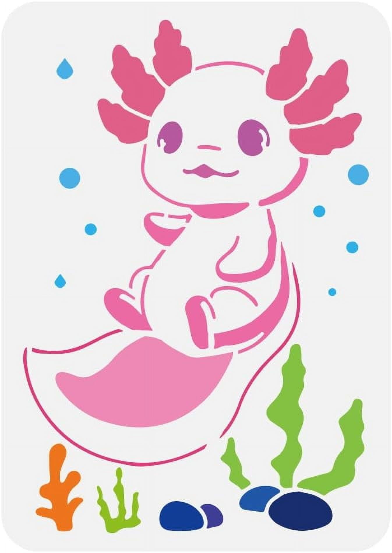 Cartoon Axolotl Stencil 8.3x11.7inch Cute Axolotl Painting Stencils ...