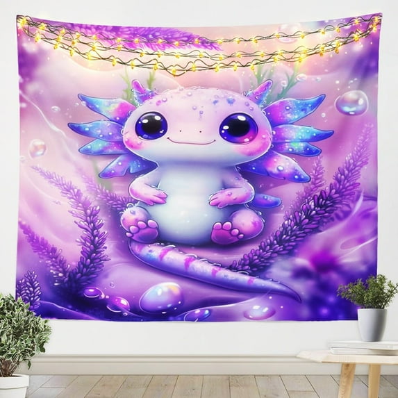 Cartoon Axolotl Wall Hanging Tapestry 59 x 59 Inches Purple Lavender 2 ...