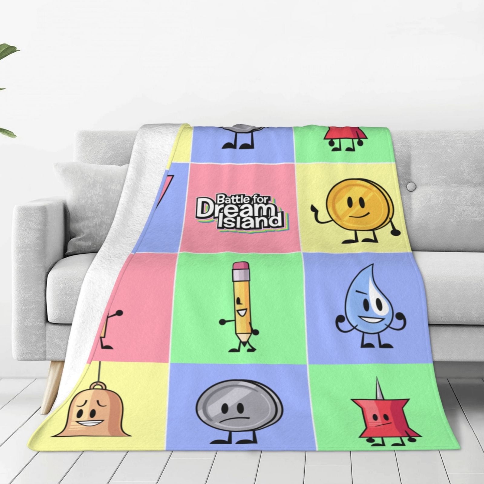 Cartoon BFDI Battle For Dream Island Flannel Blanket Cozy Ultra-Soft ...