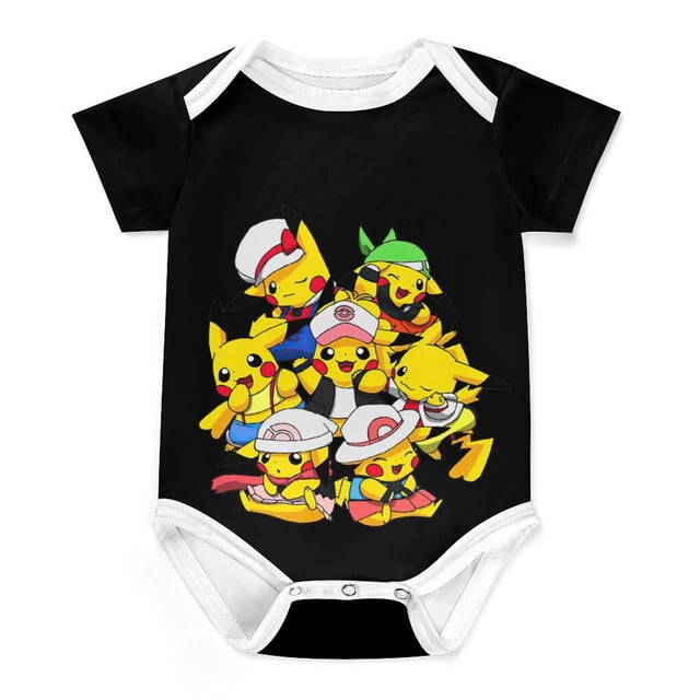 Cartoon Baby Boys&Girls Pokemon Cartoon Short Sleeves Newborn White ...