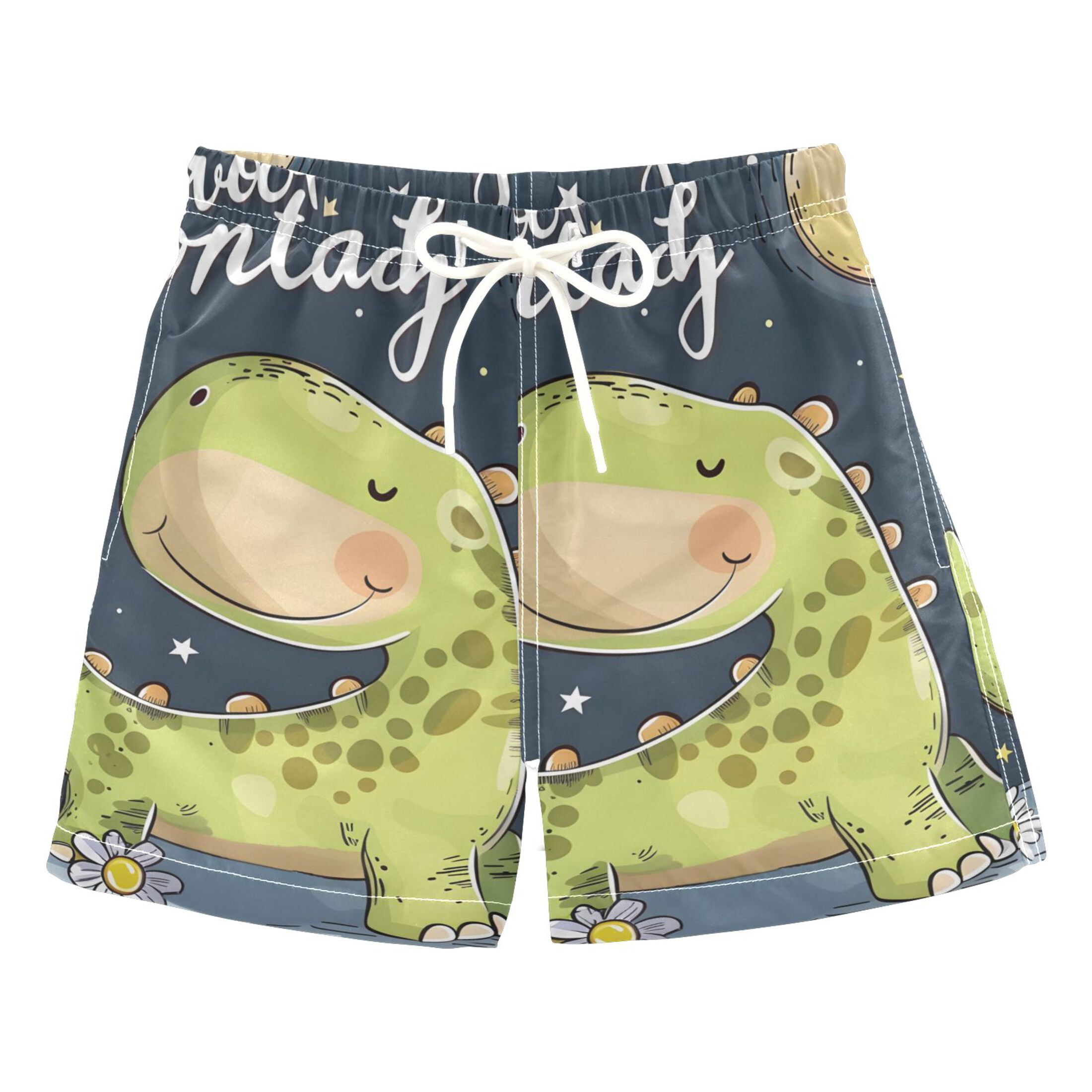 Cartoon Baby Dinosaur Flowers Moon Stars Boys' Swim Trunks Board Shorts ...
