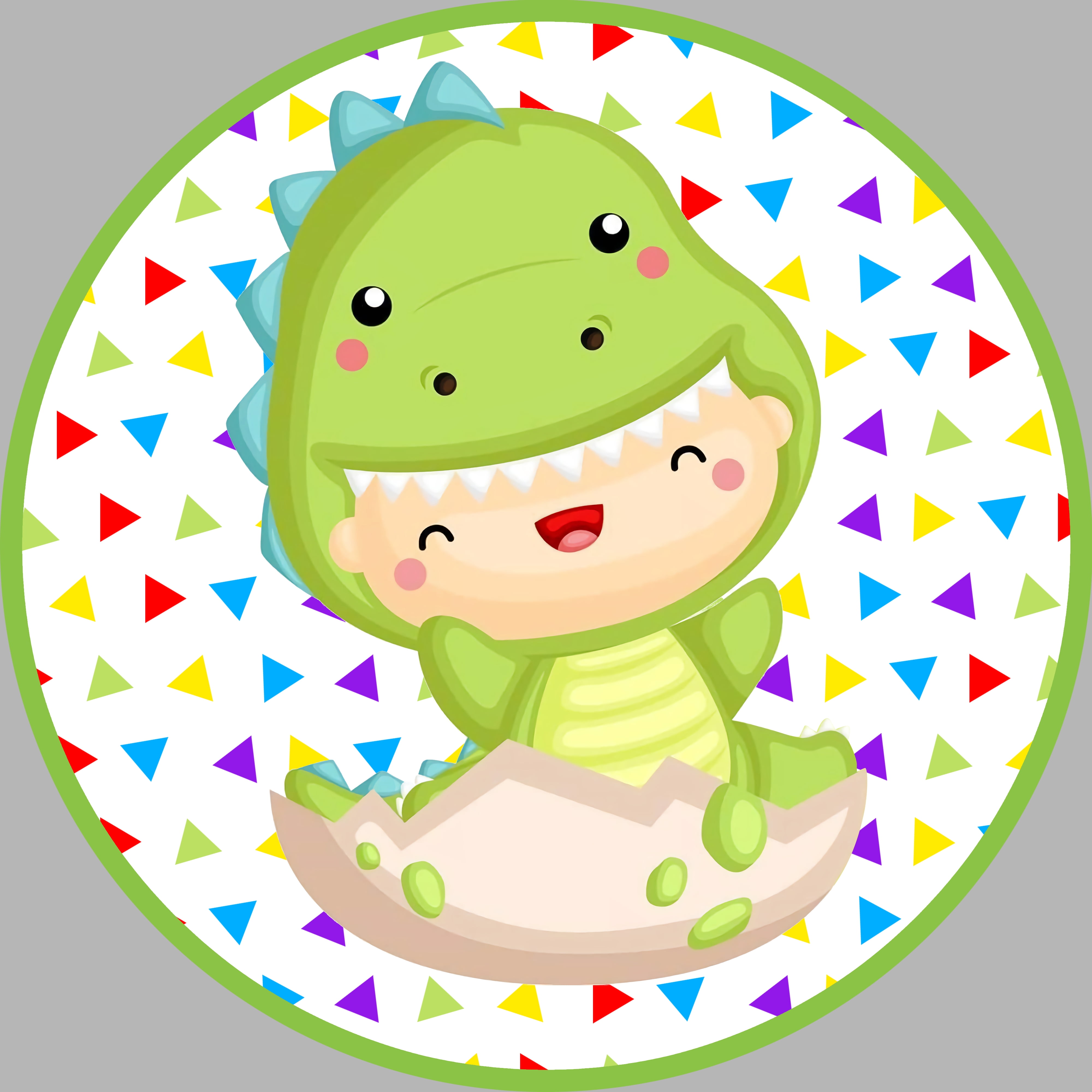 Cartoon Baby Dinosaur Round Backdrop Cover Kids Baby Shower Birthday ...