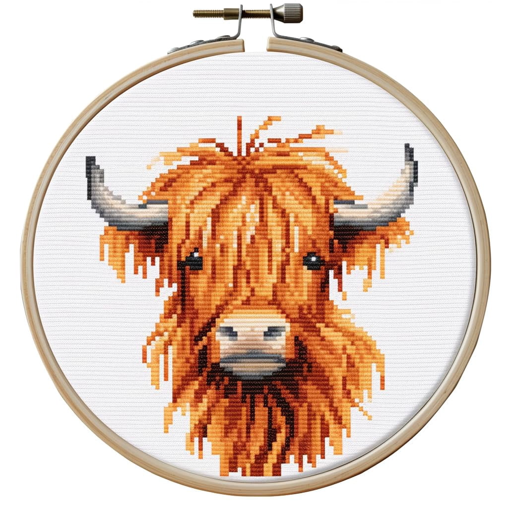 Cartoon Baby Highland Cow DIY Stamped Cross Stitch Kits Easy for ...
