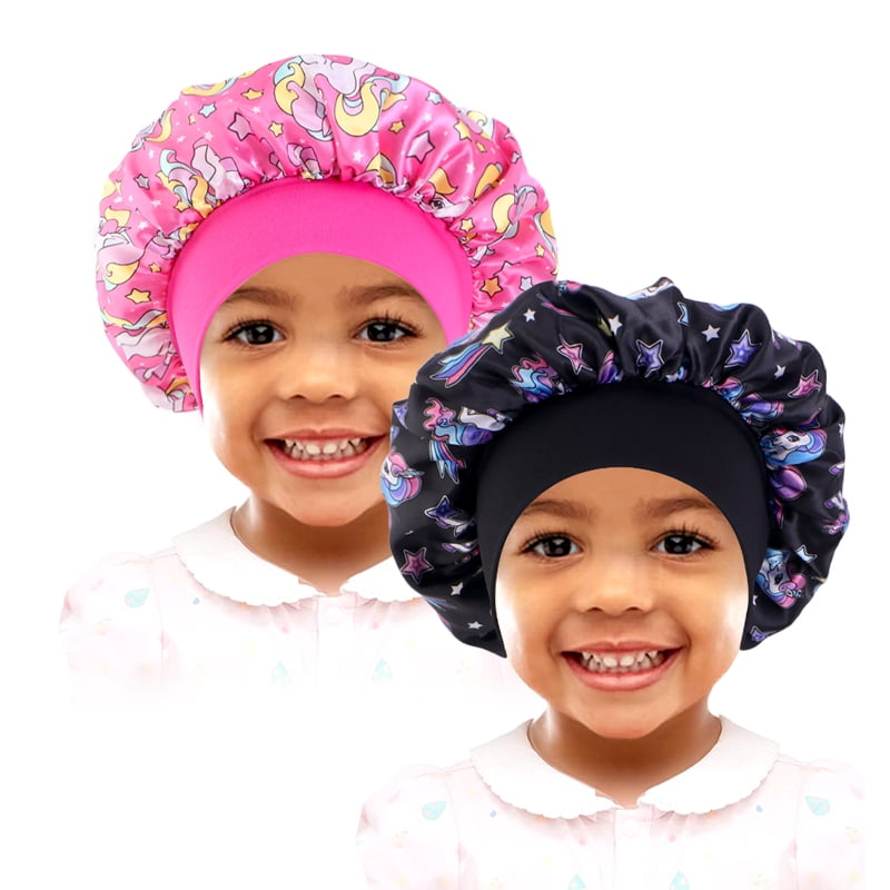 Cartoon Baby Kids Print Satin Bonnet Sleep Hat for Curly Hair ...