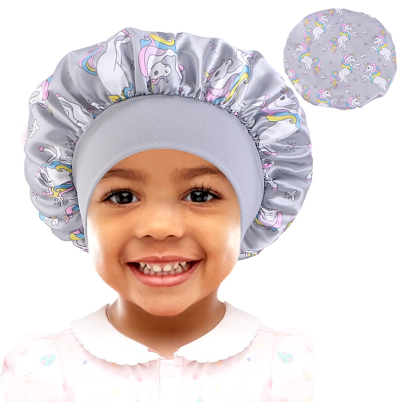 Cartoon Baby Kids Print Satin Bonnet Sleep Hat for Curly Hair ...