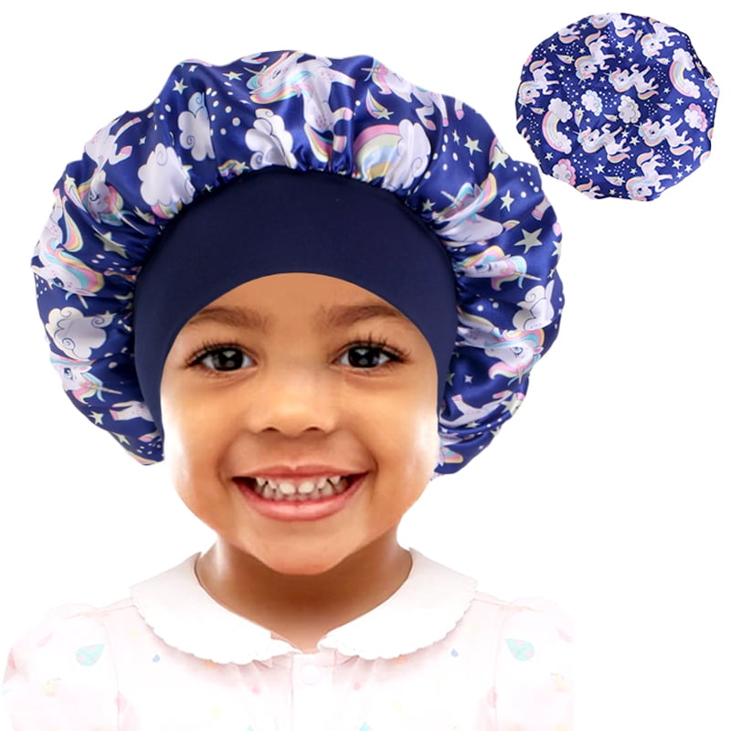 Cartoon Baby Kids Print Satin Bonnet Sleep Hat for Curly Hair ...