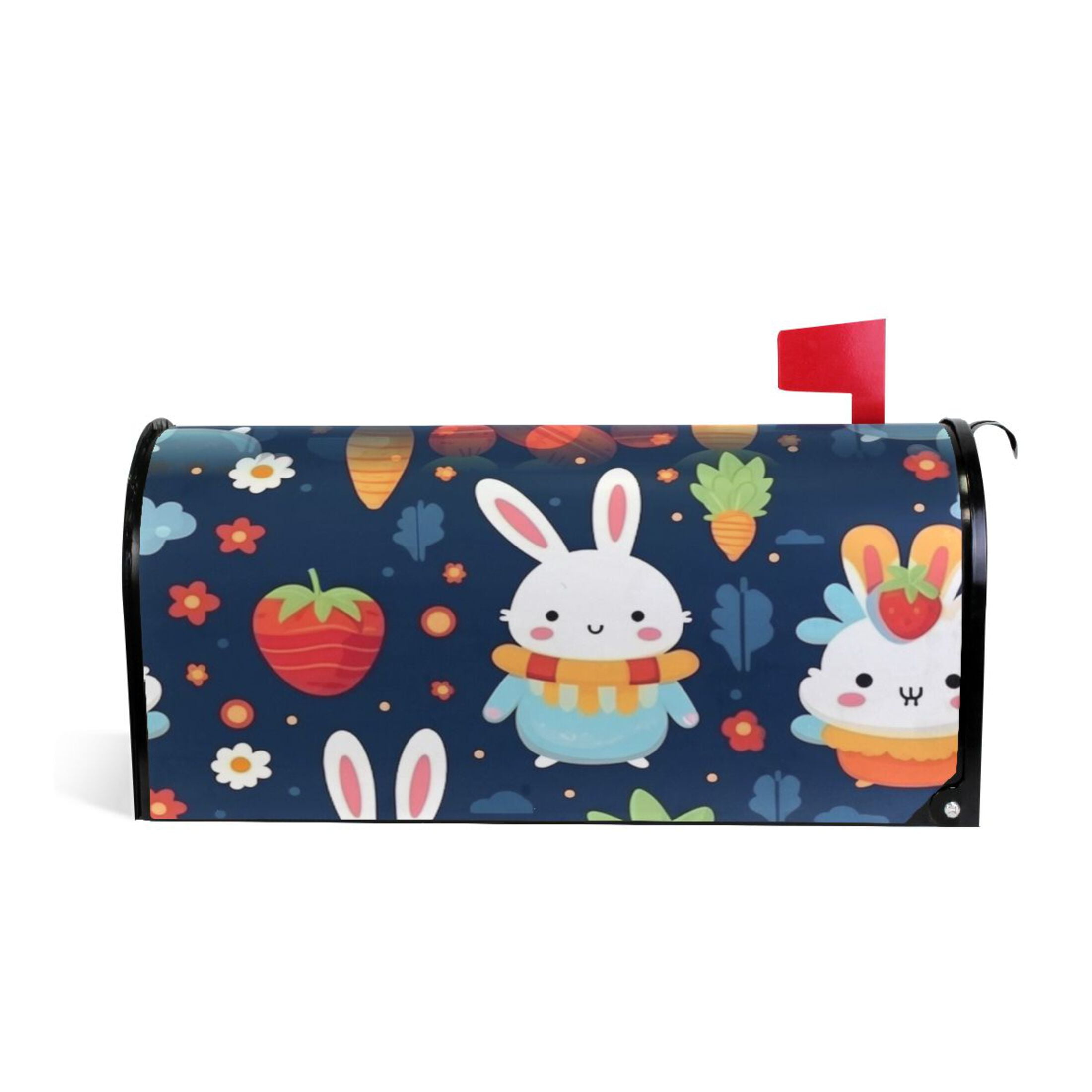 Cartoon Baby Rabbit and Radish Magnetic Mailbox Covers 21" X 18" Post ...