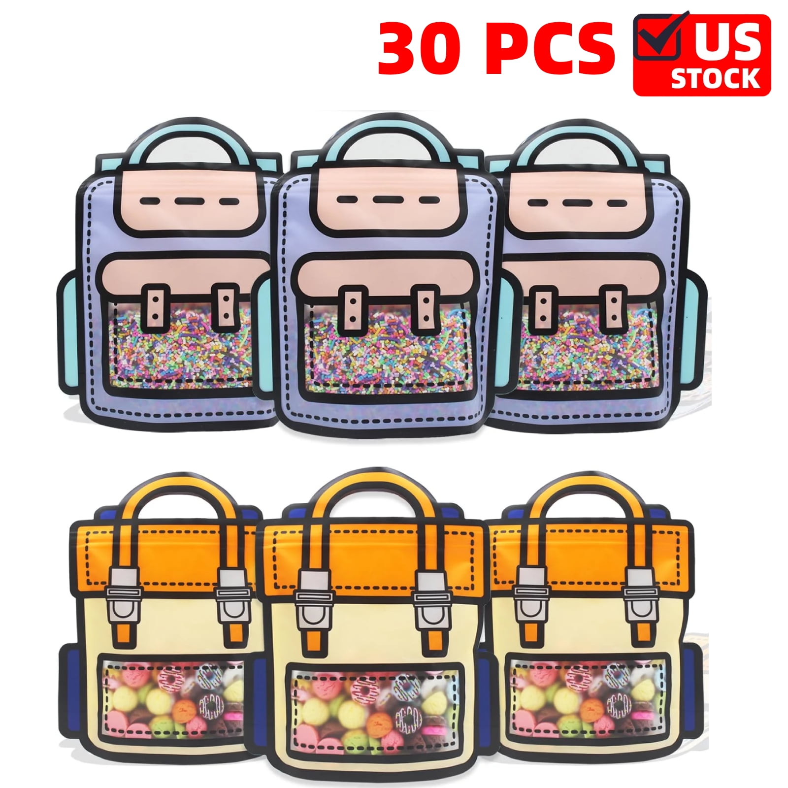 Cartoon Backpack Goodie Bags (30 Pack) Clear Gift Candy Bags with ...
