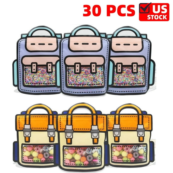Cartoon Backpack Goodie Bags (30 Pack) Clear Gift Candy Bags with ...