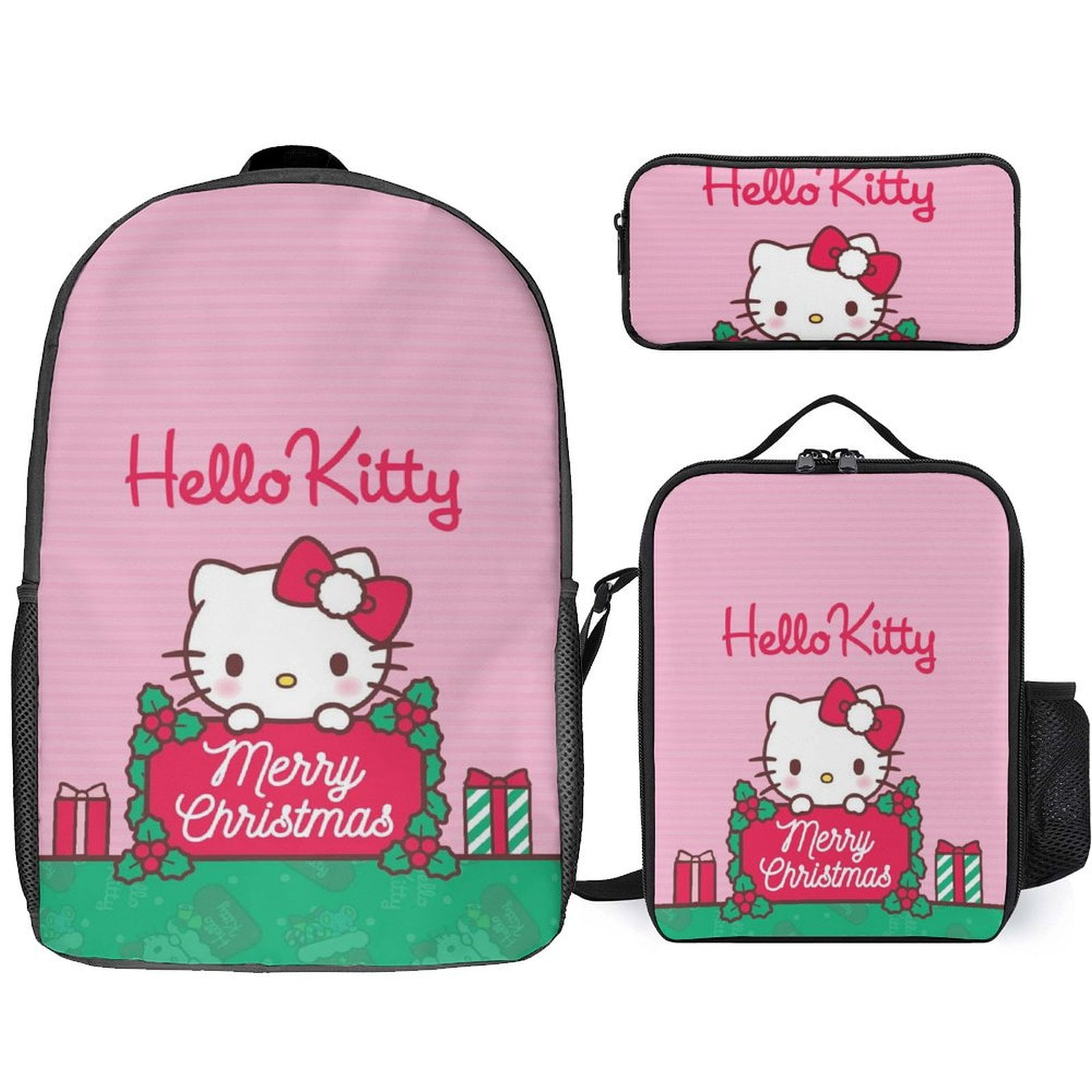 Cartoon Backpack Hello Kitty Anime Backpack Pencil Bag Lunch Bag Set ...