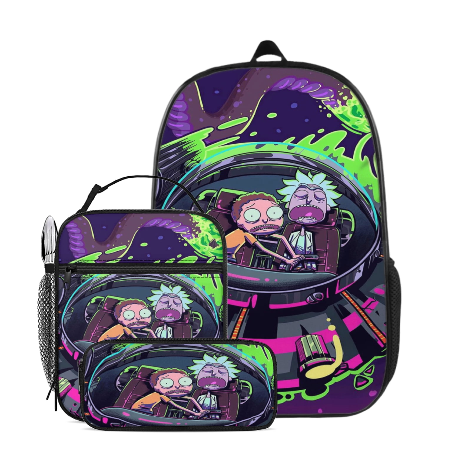 Cartoon Backpack for Rick and Morty Backpack with Lunch Box and Pencil ...