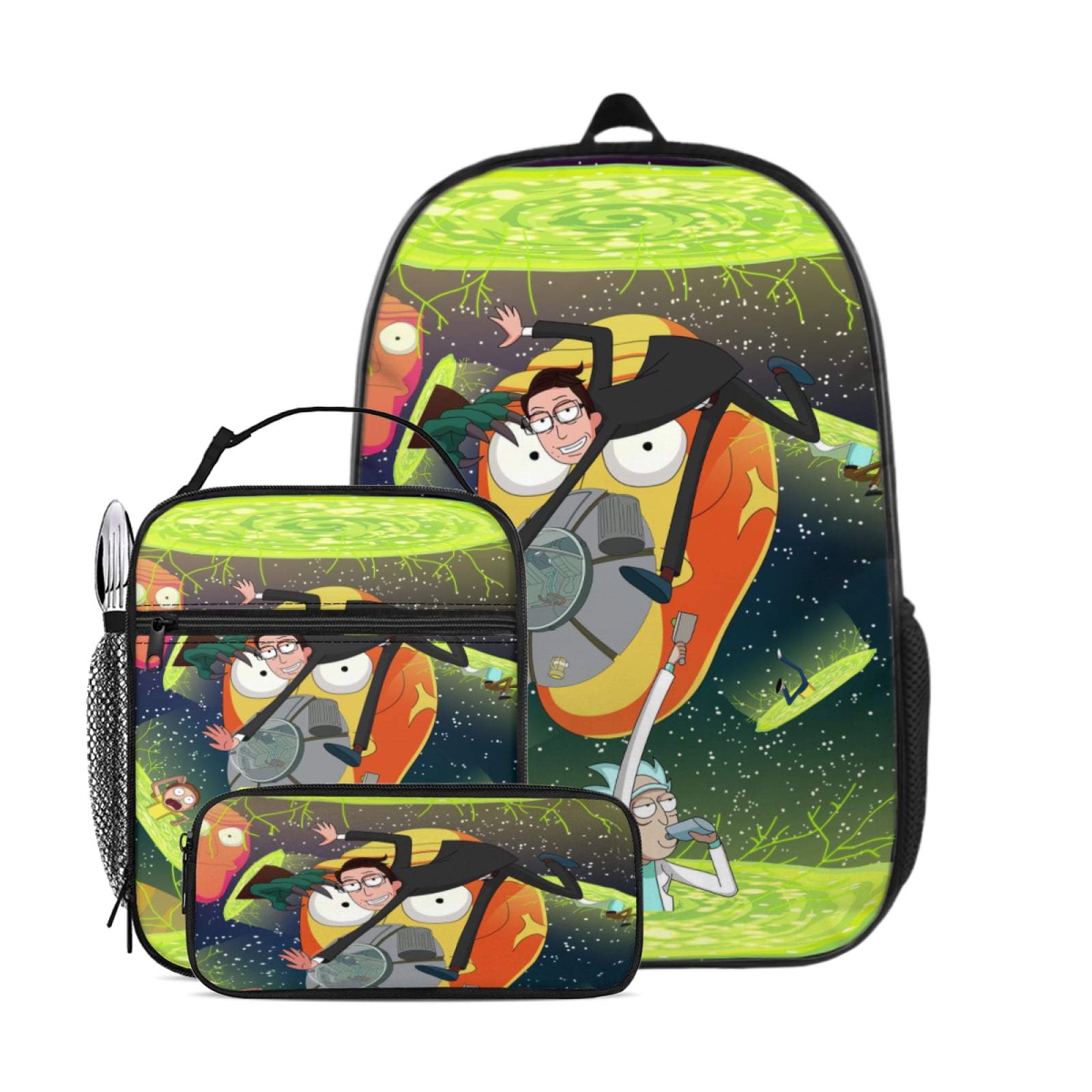 Cartoon Backpack for Rick and Morty Backpack with Lunch Box and Pencil ...