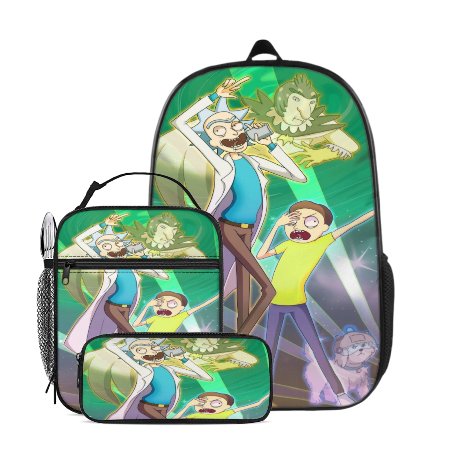 Cartoon Backpack for Rick and Morty Backpack with Lunch Box and Pencil ...