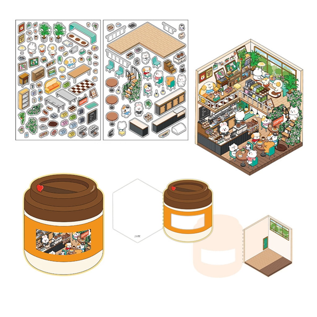 Cartoon Baking Shop Landscape Sticker Scrapbook Sticker 2.5D Scene ...