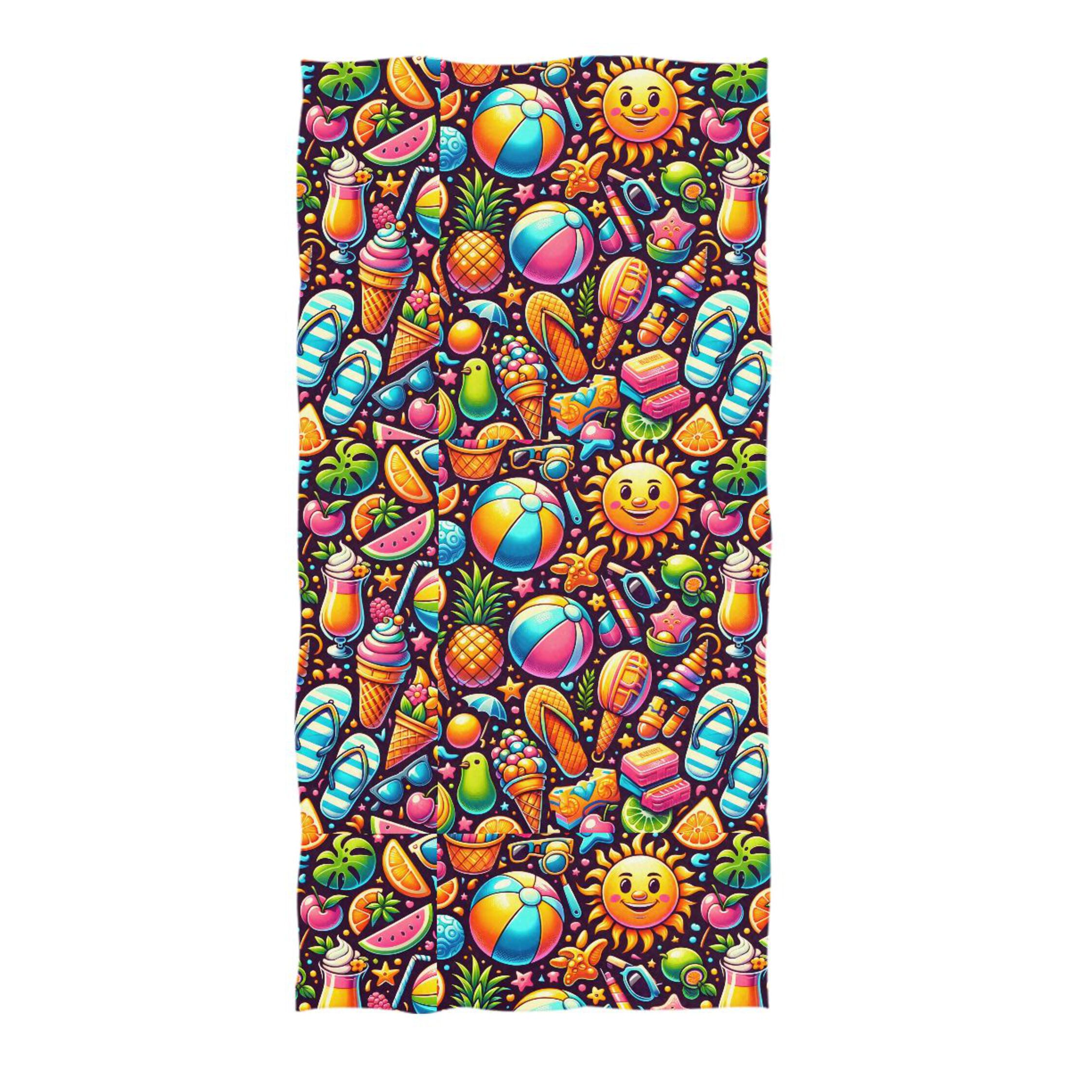 Cartoon Ball Sun Fruits Slipper Beach Towel Oversized 74"x37" Pool ...