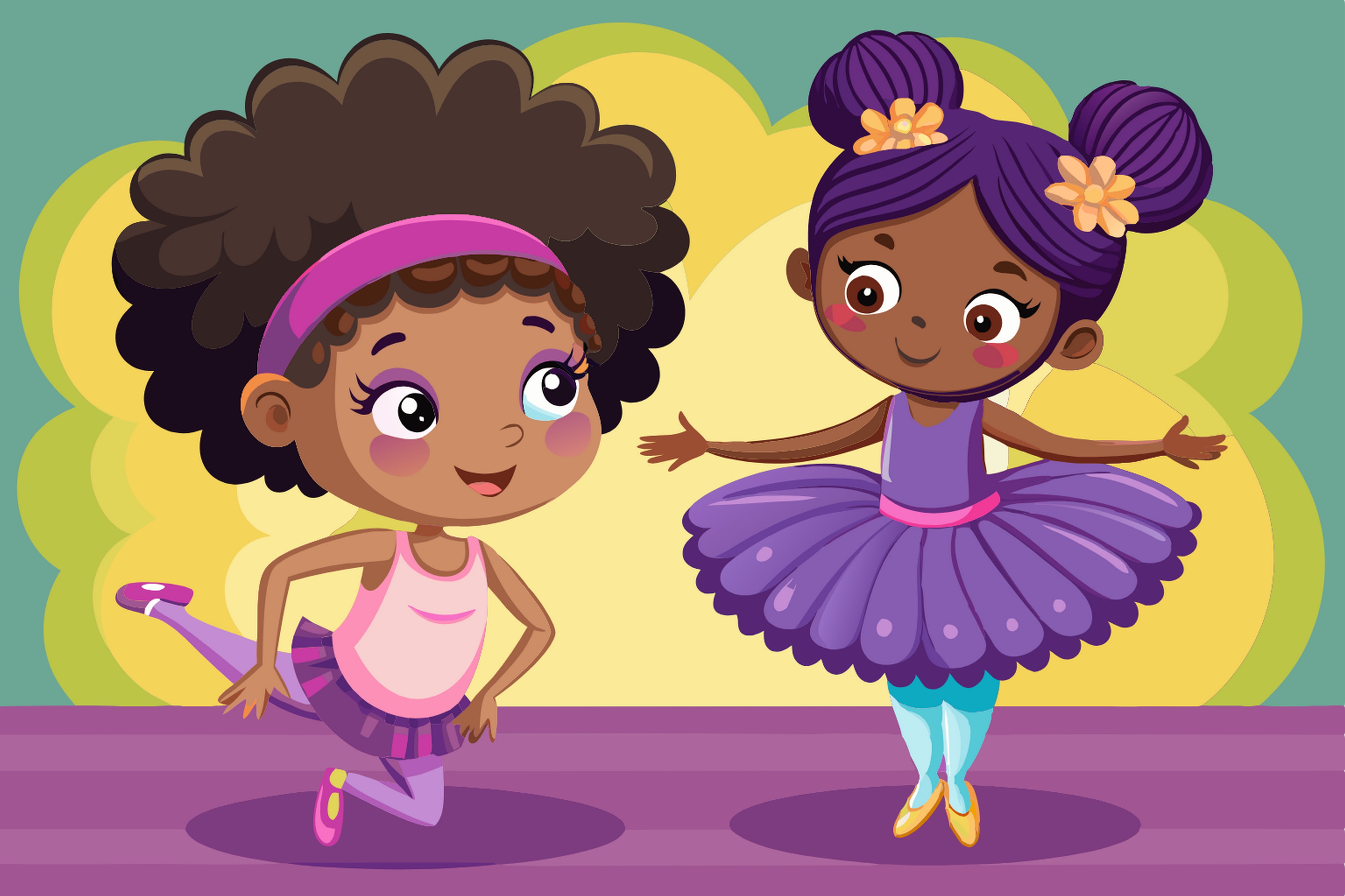 Cartoon Ballerina Friends Dancing Themed Photo Edible Image Cake Border ...