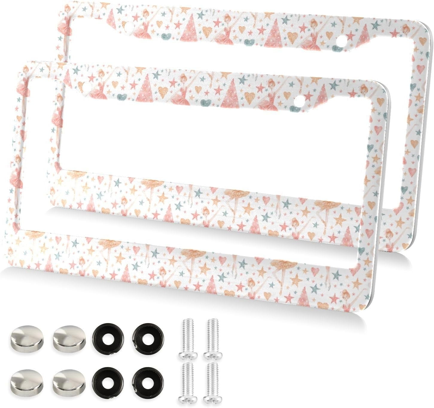 Cartoon Ballet Dancer License Plate Frame - 2 Pack Universal Stainless ...