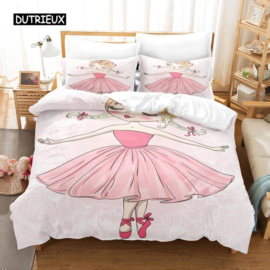 Cartoon Ballet Dancing Girl Duvet Cover Set Princess Style Twin Siz ...