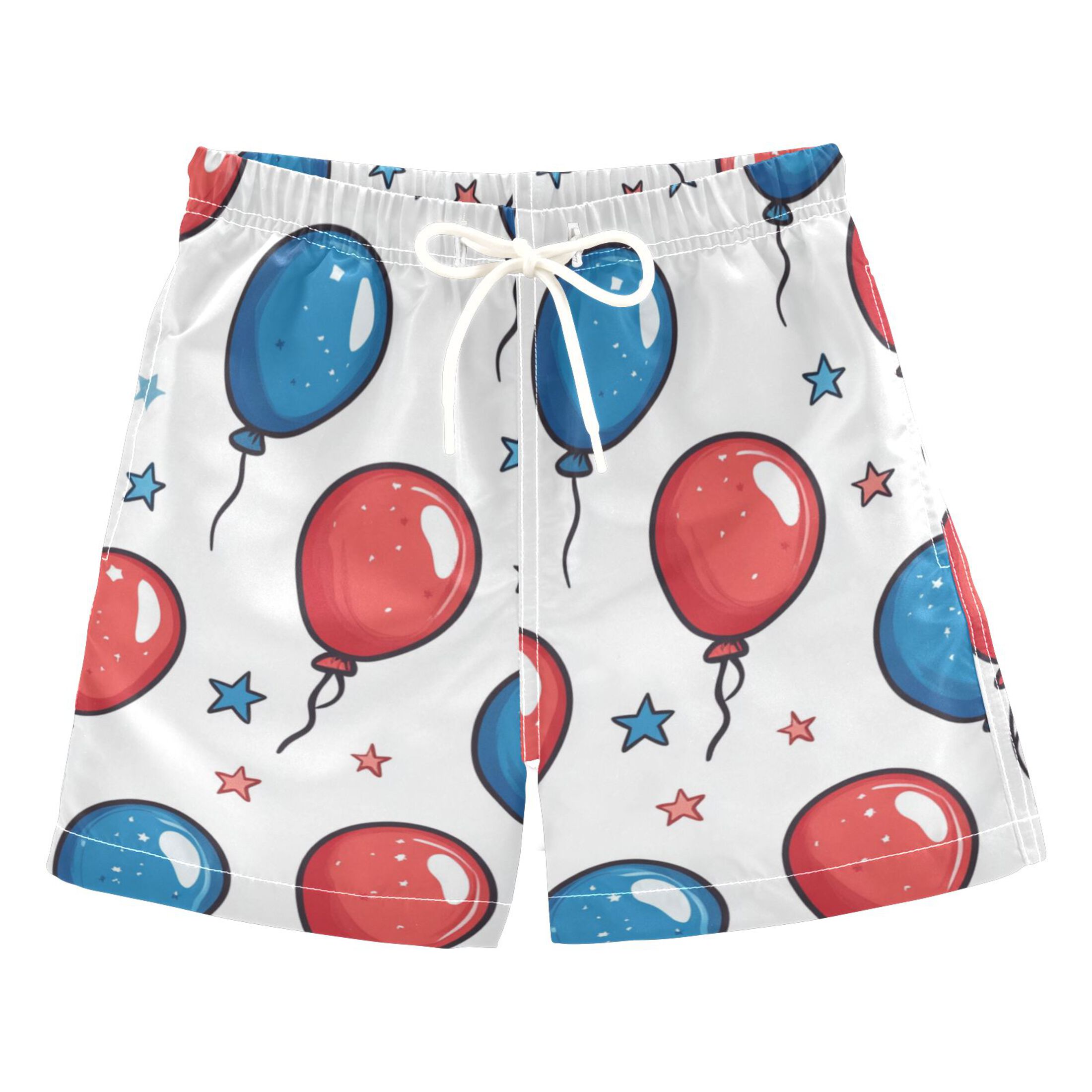 Cartoon Balloons and Stars July 4th Boys' Swim Trunks Board Shorts ...