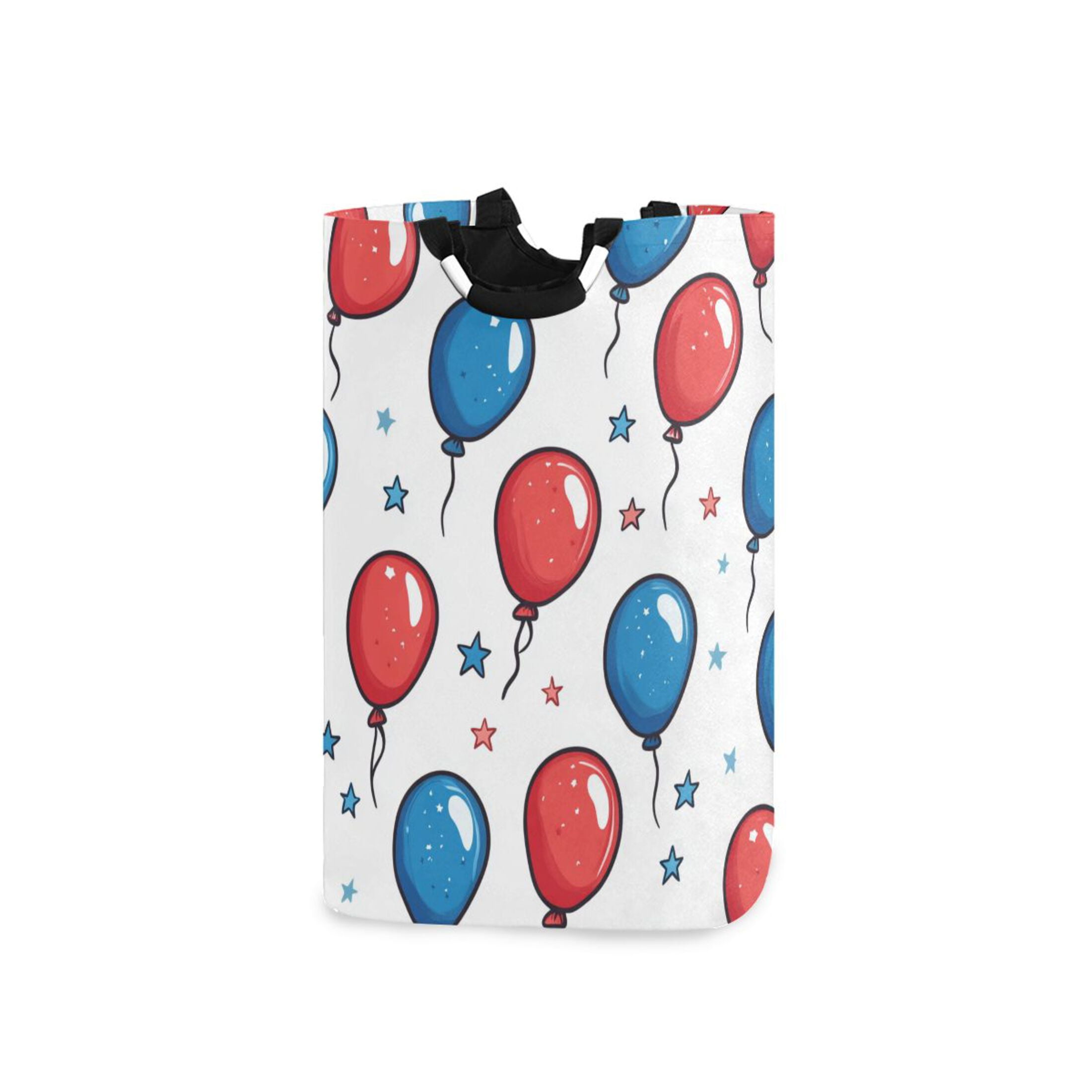 Cartoon Balloons and Stars July 4th Laundry Basket with Handles ...