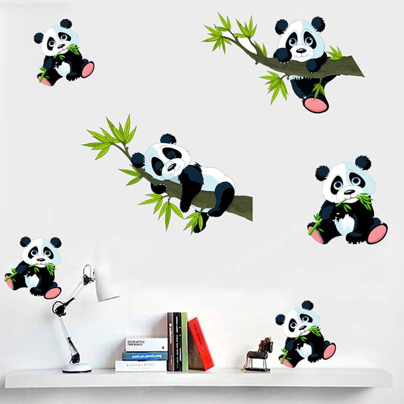 Cartoon Bamboo Panda Wall Stickers For Decor Living Room Panda Mural ...