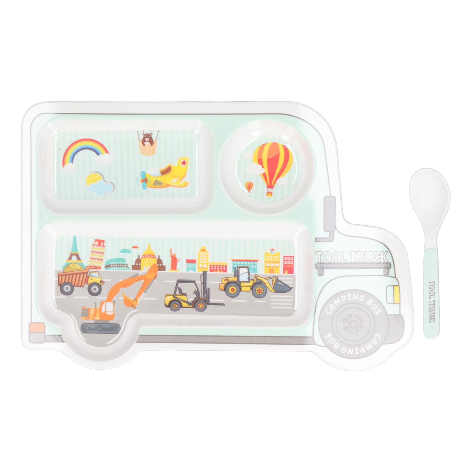 Cartoon Bamboo Toddler Plate Lovely Divided Bamboo Kids Dinnerware Set ...