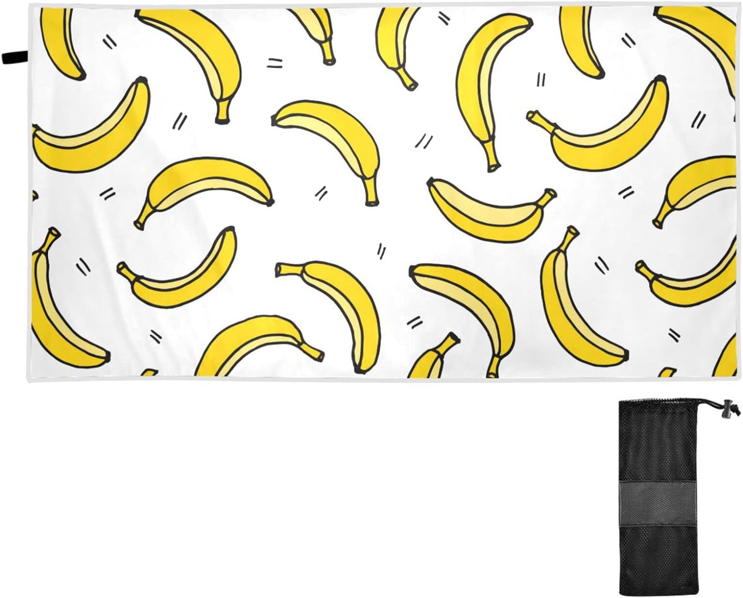 Cartoon Banana Beach Towel 31" x 71", Quick Dry Bath Towel Super ...