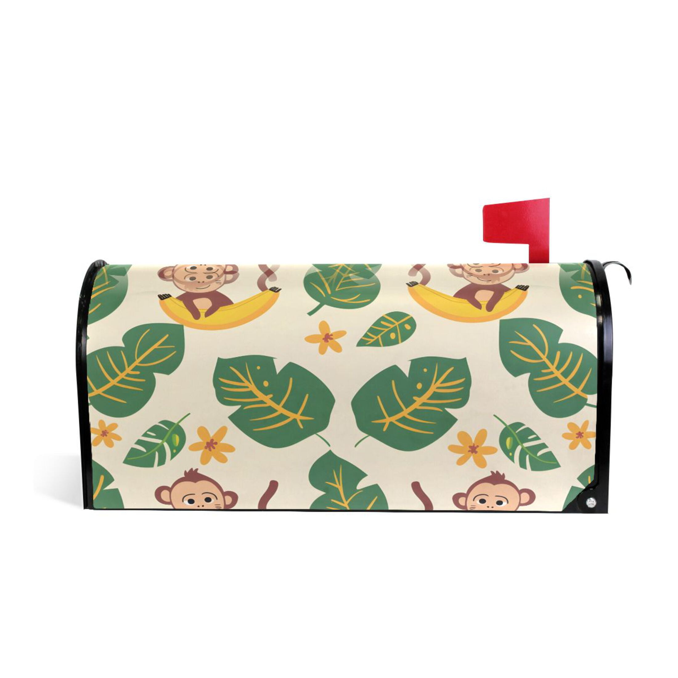 Cartoon Banana Monkey Leaf Magnetic Mailbox Covers 25.5" X 21" Post ...