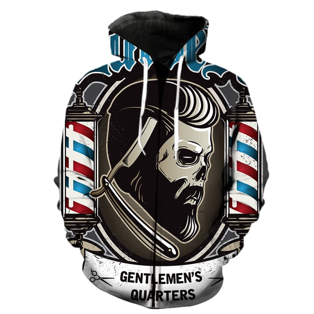 Cartoon Barber Men's Zipper Hoodie 3D Printed Casual Cool Fashion Teens ...