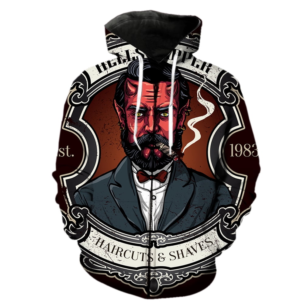 Cartoon Barber Men's Zipper Hoodie 3D Printed Casual Cool Fashion Teens ...