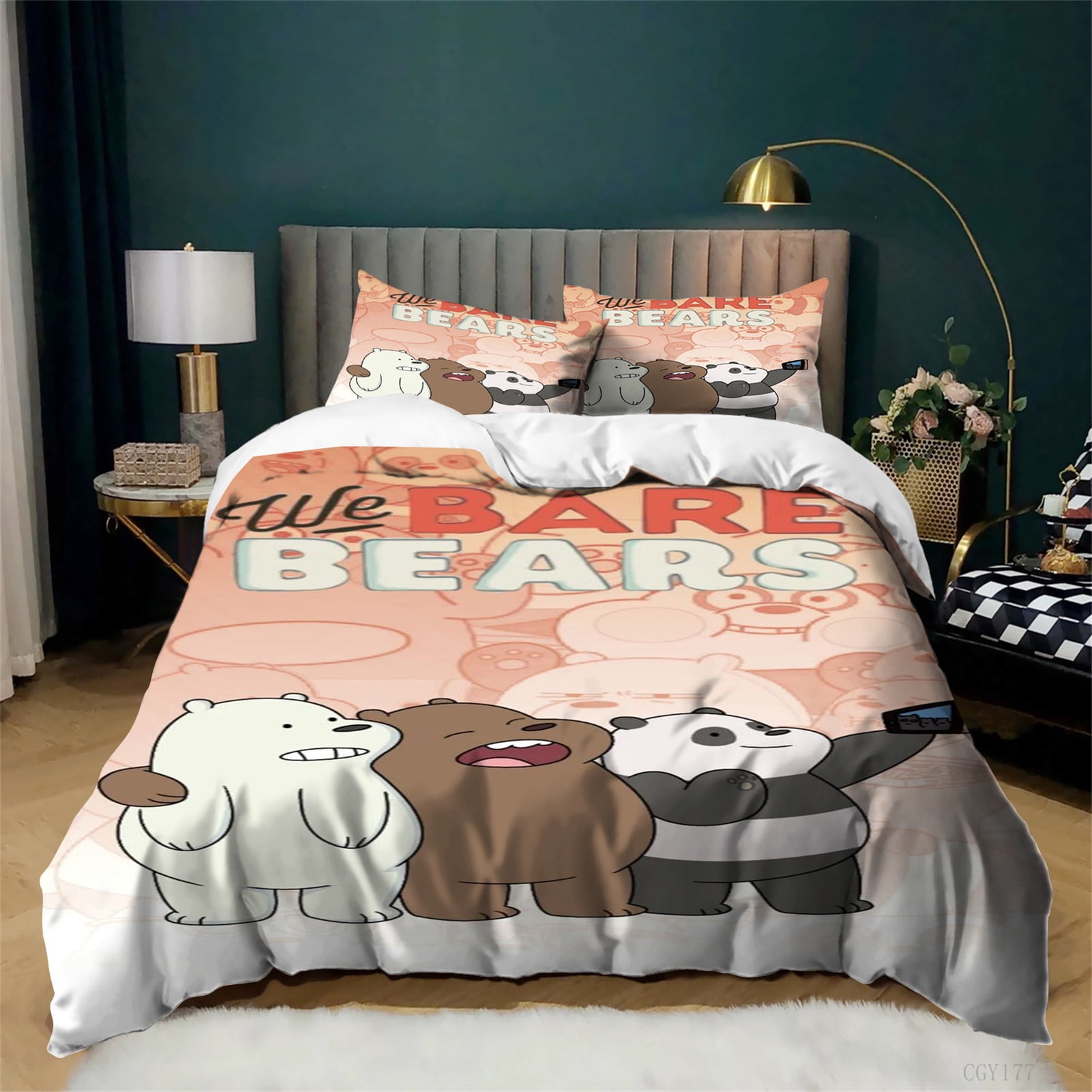 Cartoon Bare_Bears Duvet Cover Set All Season Soft Quilt Cover Set 3pcs ...