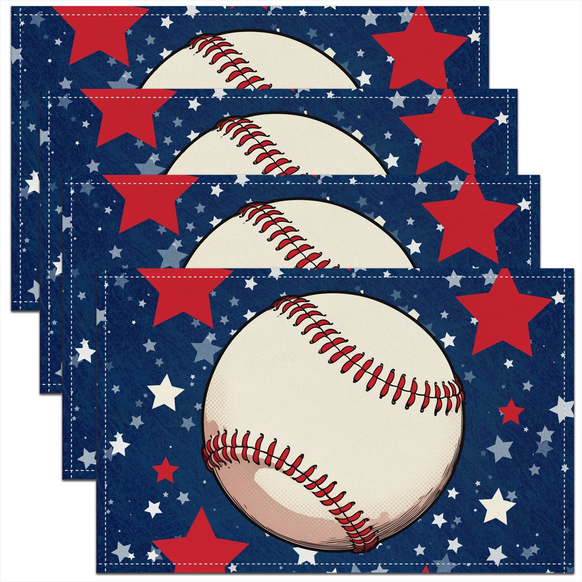 Cartoon Baseball Place Mats Retro Cartoon Stars Decor Hippie Table Mats ...