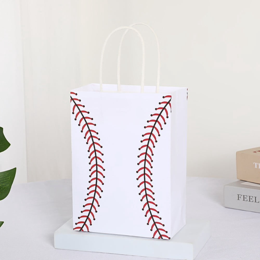 Cartoon Baseball Printed Tote Bag – 12 Pcs Kraft Paper Gift Bags for ...