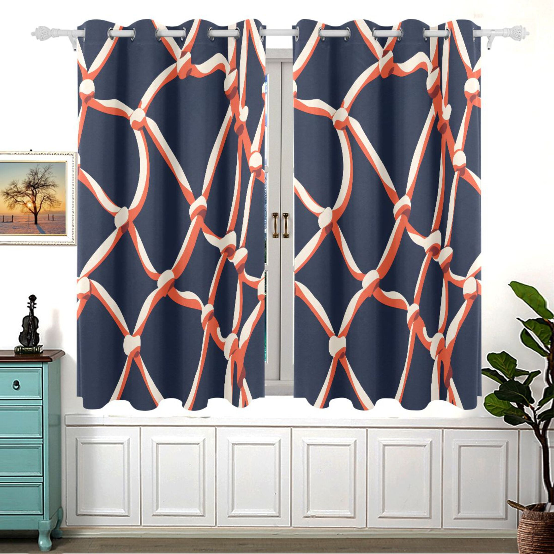 Cartoon Baskets Network Blackout Curtains 2 Panels Set Grommet Drapes ...