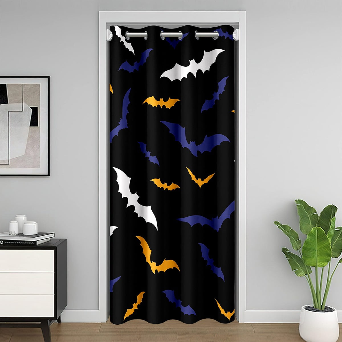 Cartoon Bat Darkening Blackout Curtain,Halloween Decor Door Curtain for ...