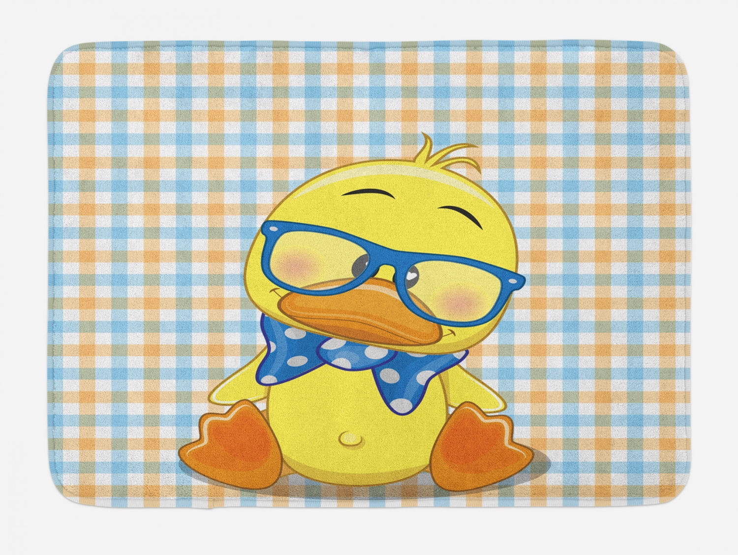 Cartoon Bath Mat, Hipster Boho Baby Duck Dotted Bow Cool Free Spirit ...