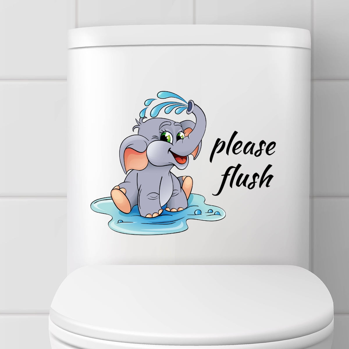 Cartoon Bathroom Removable Elephant Toilet Lid Stickers 1 Pack ...