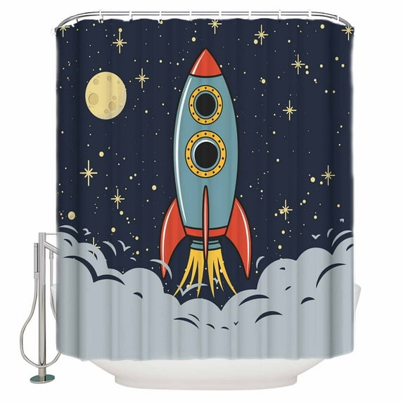Cartoon Bathroom Shower Curtains with 12 Hooks Polyester Waterproof ...