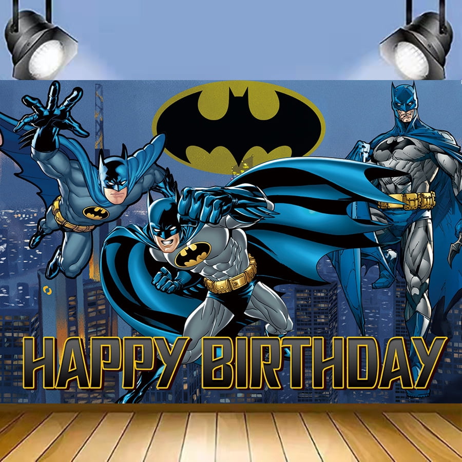 Cartoon Batman Birthday Backdrop Banner Party Supplies Happy Birthday ...