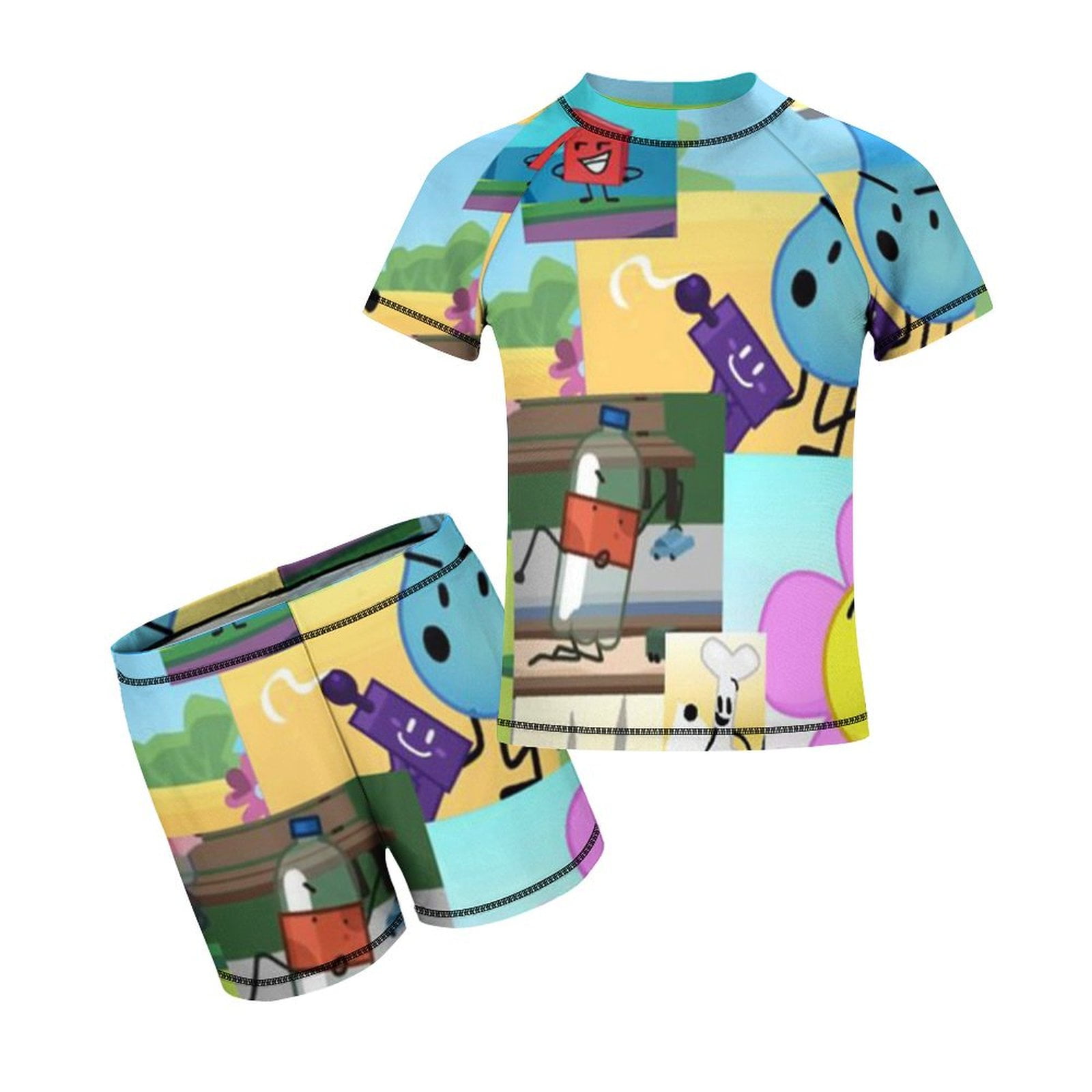 Cartoon Battle For Dream Island BFDI Boy's Swimsuit Short Sleeve T ...