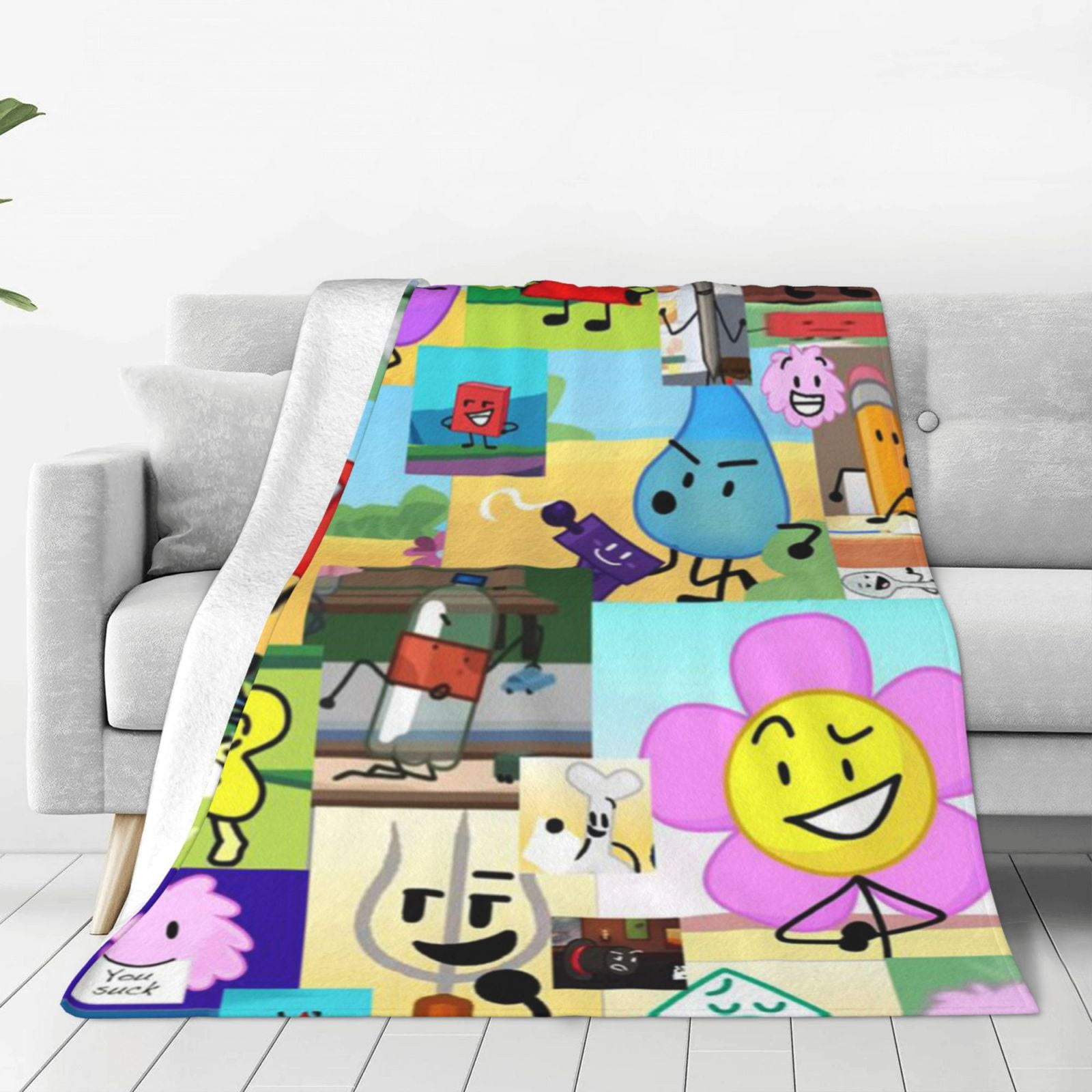 Cartoon Battle For Dream Island BFDI Flannel Blanket Cozy Ultra-Soft ...