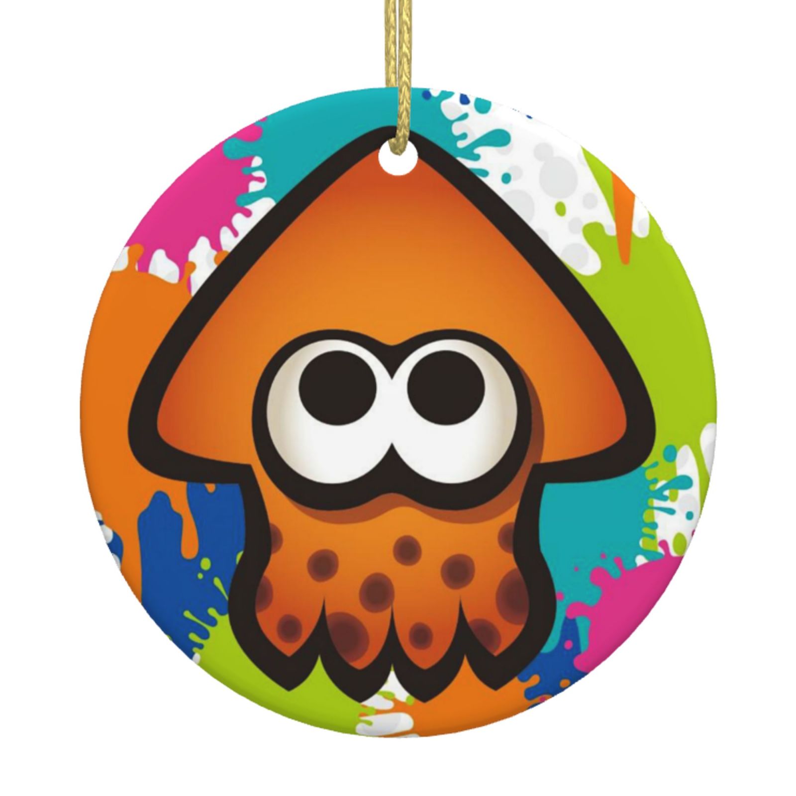 Cartoon Battle Splatoon Christmas Tree Hanging Ornaments Round Ceramic ...