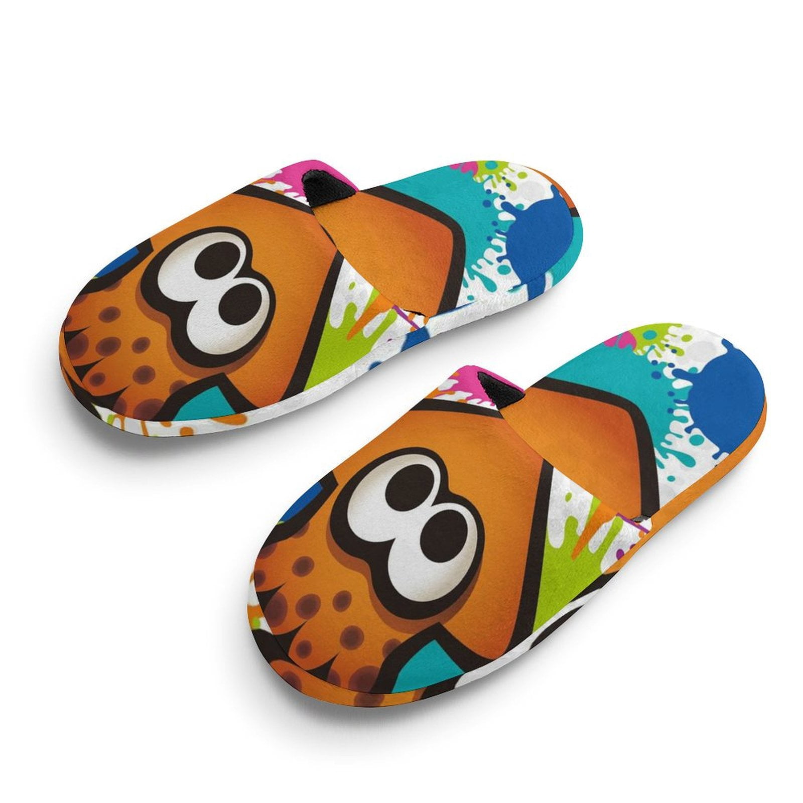 Cartoon Battle Splatoon Kid's Cotton Slippers Flannel Plush Soft Fluffy ...