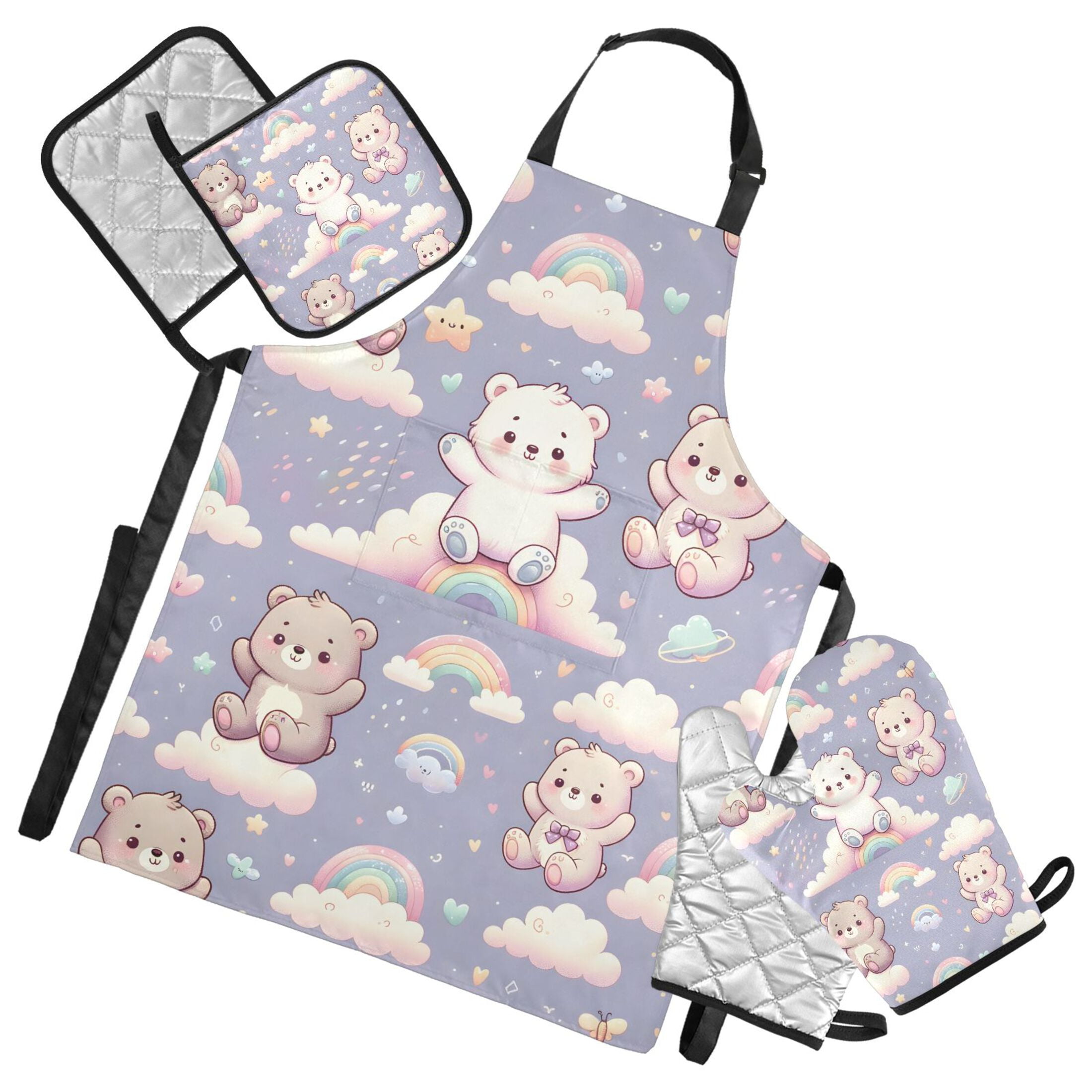 Cartoon Bear Cloud Rainbow Star 5 Pcs Kitchen Set Heat Resistant Oven ...