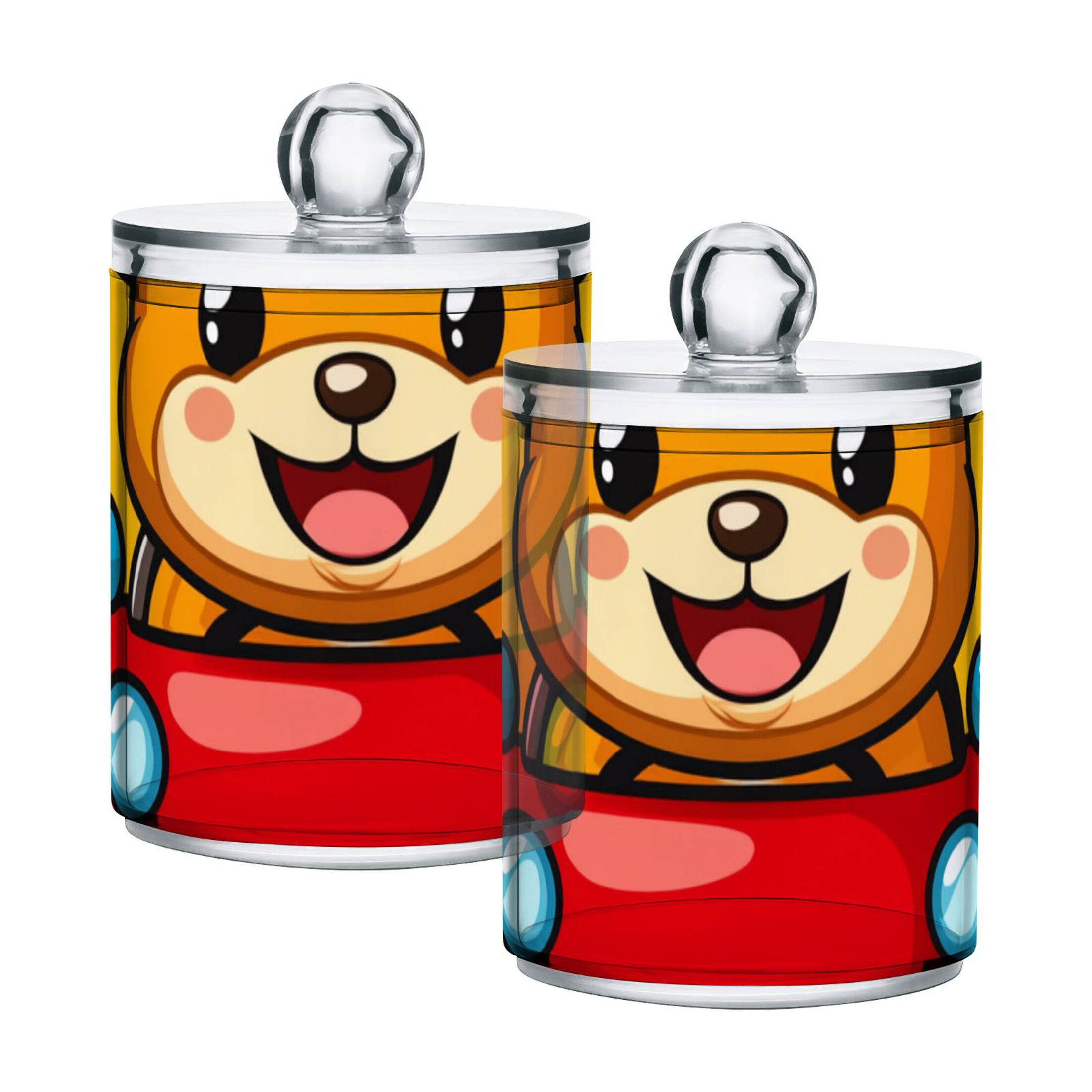 Cartoon Bear Drive The Car Translucent Plastic Cans Storage Canisters ...