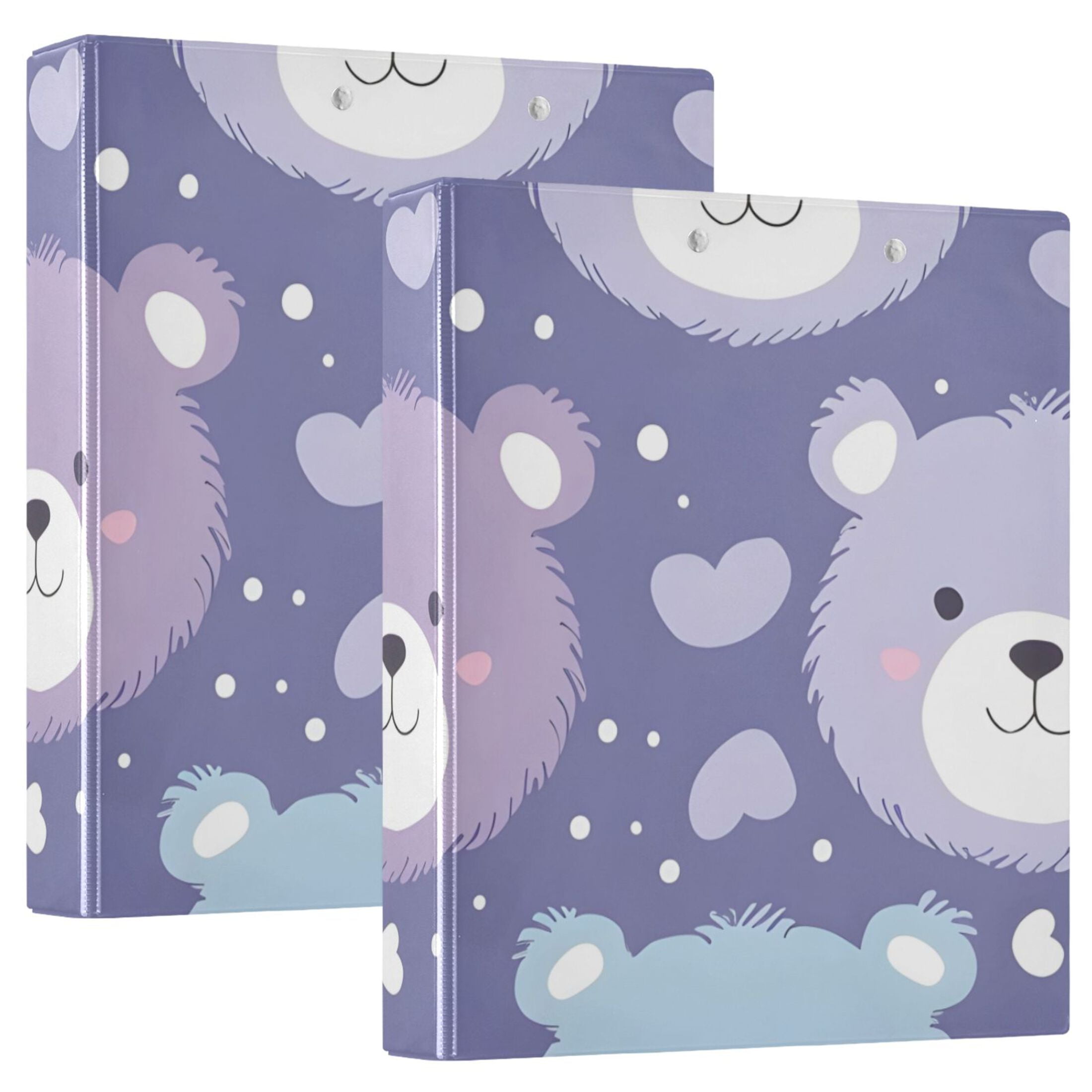 Cartoon Bear Face 3 Ring Binders 1.5 inch Hardcover File Folders with ...