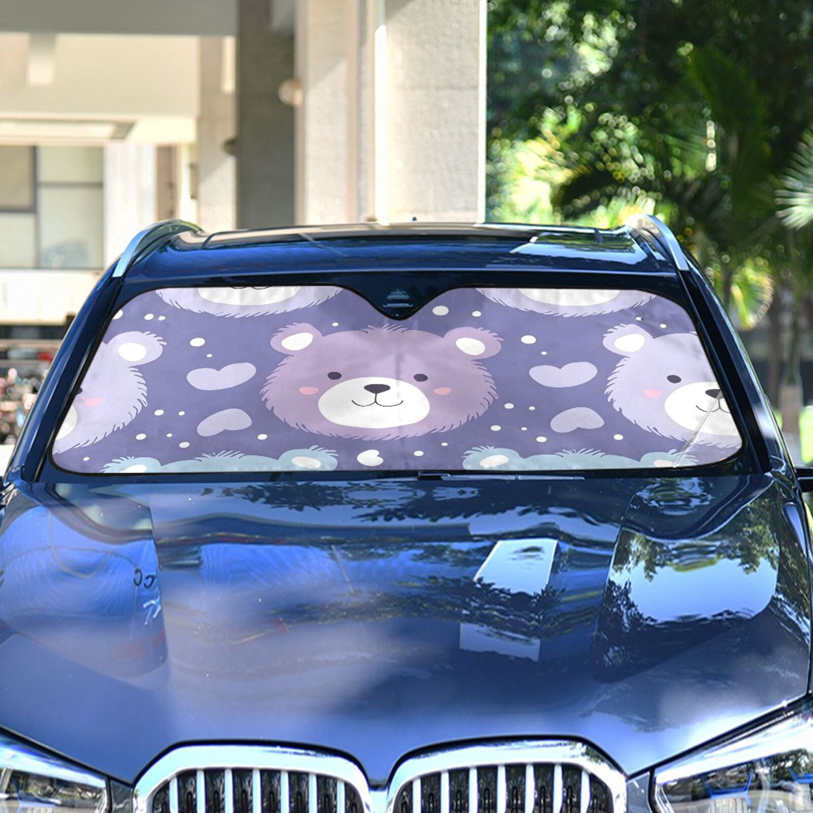 Cartoon Bear Face Automotive Front Car Windshield Sun Shade Reflector ...