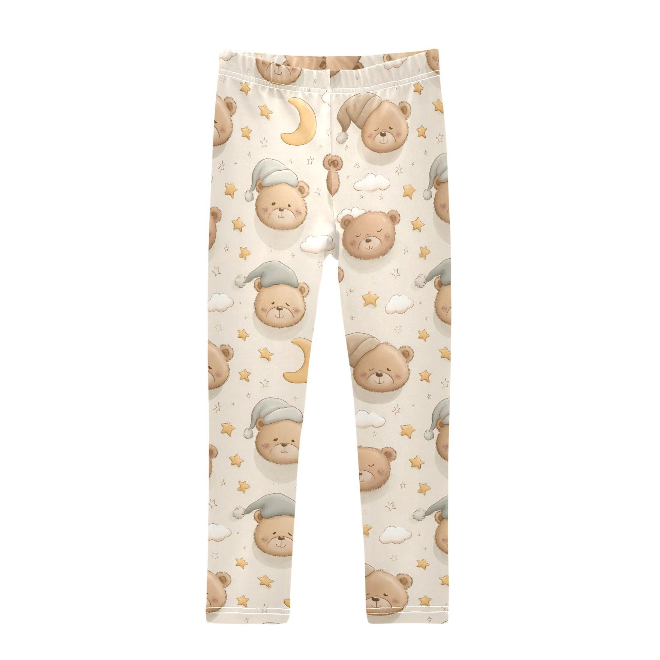 Cartoon Bear Head Printed Leggings Yoga Pants for in 4t to 10t ...