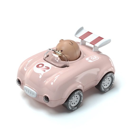 Cartoon Bear Inertial Car Toy with Light Up Design Push and Go Car Toy ...